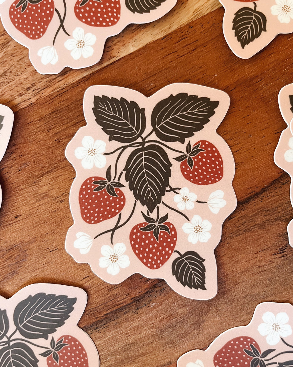 Strawberry Patch Vinyl Sticker – Flora West Design