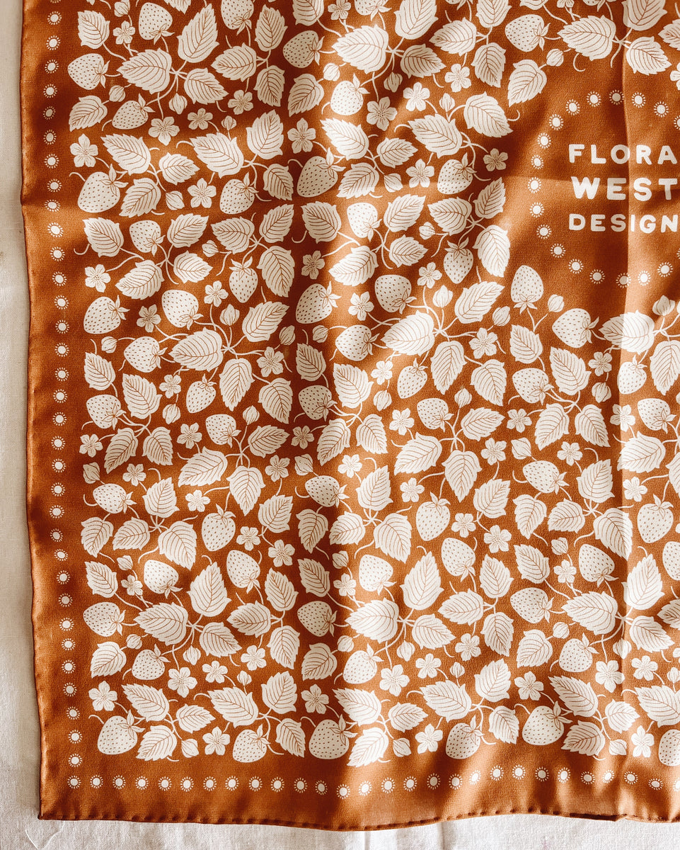 Strawberry Patch Silk Scarf – Flora West Design