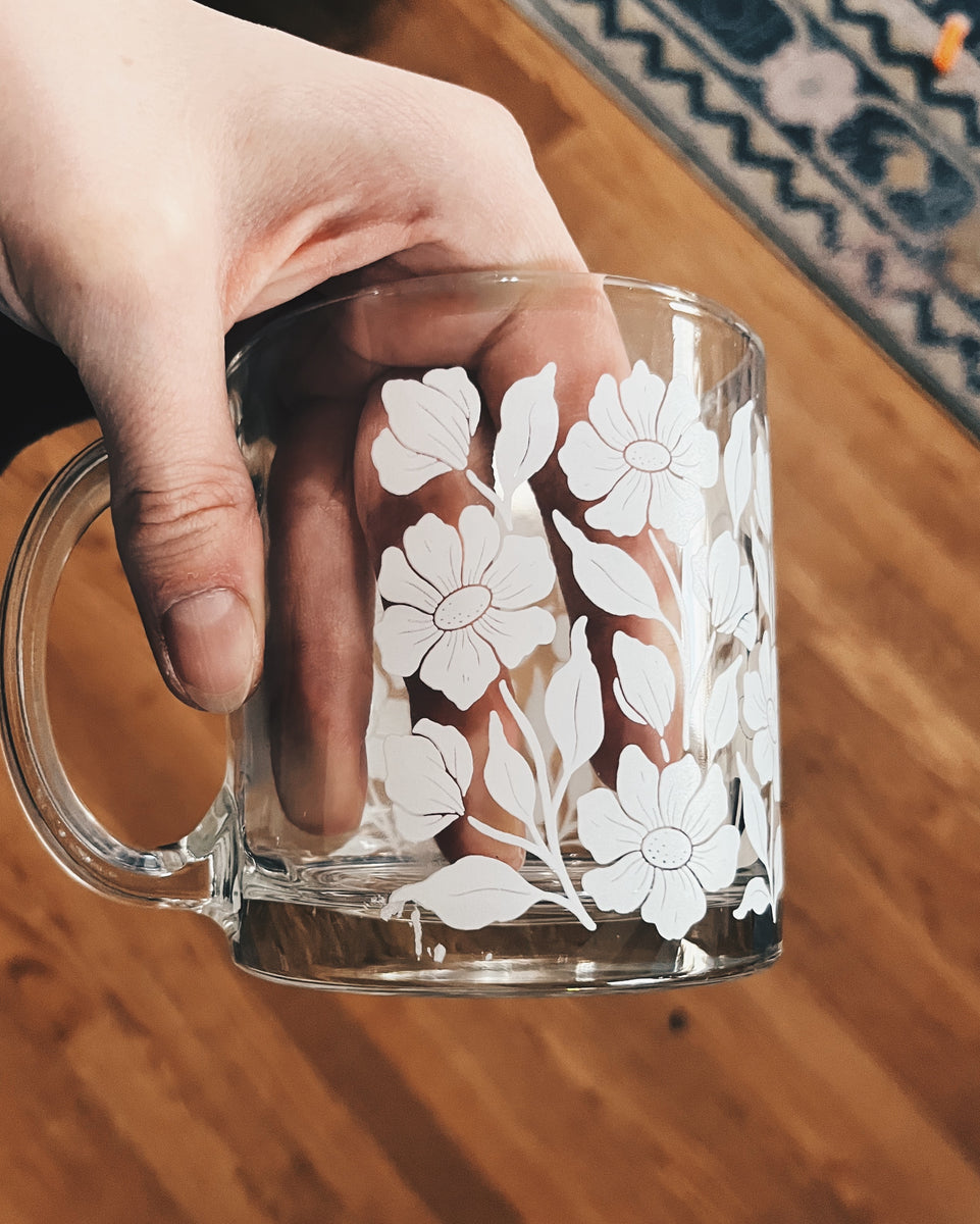 *Imperfects* Floral Glass Mug 13 oz – Flora West Design